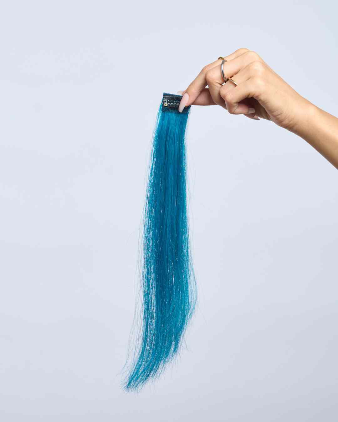 Teal Blue Strandout by Nish Hair | Coloured clip-In Strands