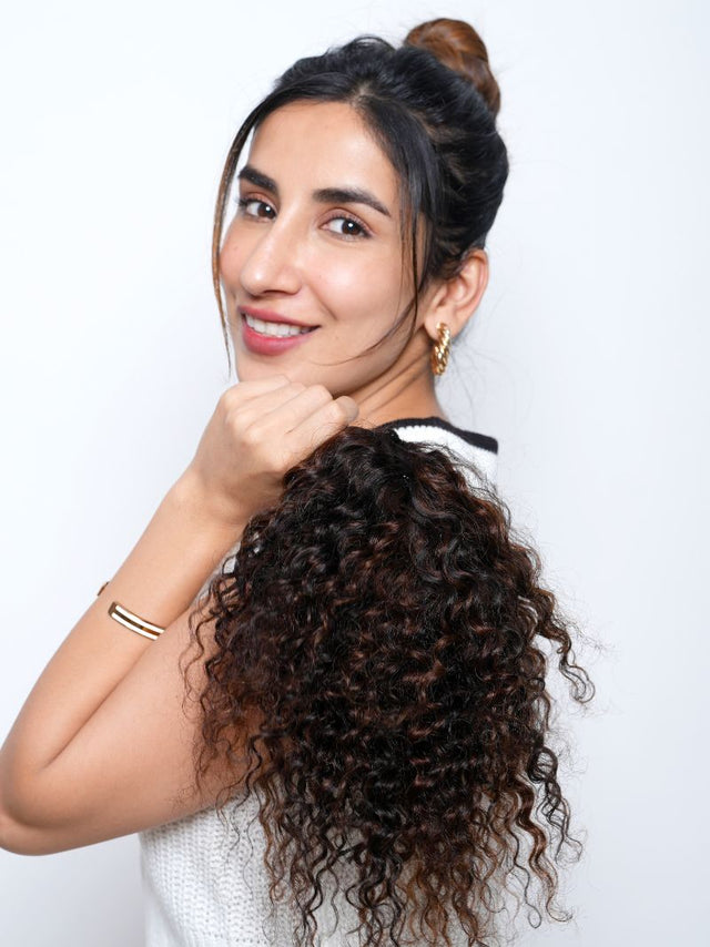 Curly Hair Topknot Extensions – Wrap Around – Nish Hair